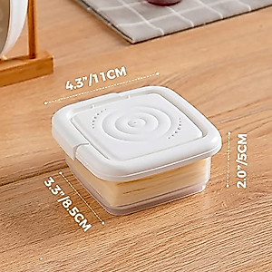 AONUOWE 2Pcs Cheese Container For Fridge Square Sliced Cheese Holder Clear Food Organizer with Lid Cheese Keeper (White)