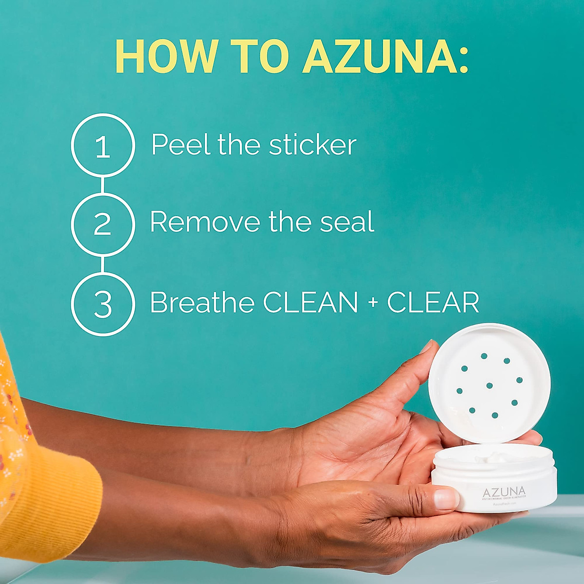 Azuna All-Natural Odor Remover Gel, Small Room | Air Purifier with Tea Tree Oil | Plant-Based & Long Lasting | For Pet Odors, Smoke & Strong Odors | Lavender Aromatherapy, 2 oz.