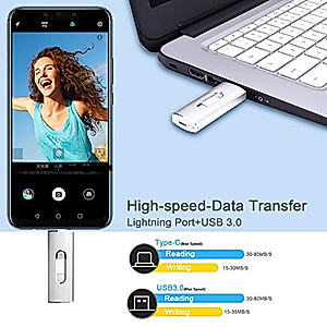 64GB Flash Drive, Aiibe Thumb Drive Memory Stick Jump Drive Pen drive 64 GB USB 3.0 Type C Retractable Capless Dual USB OTG Flash Drives for USB C Smartphones, Samsung Galaxy S8 S9, Tablet, Mac and PC