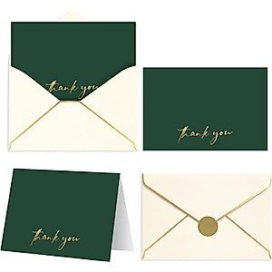 AZAZA 24 PCS Thank You Cards with Envelopes 4x6, Green Wedding Thank You Cards,Blank Thank You Notes for Baby Shower, Bridal Shower, Graduation (Green)