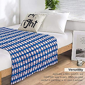for Couch, Ultra Soft Fleece Blankets Baseballs On Blue Pattern Sports Lightweight for All Season Farmhouse for Bed Travel Inch