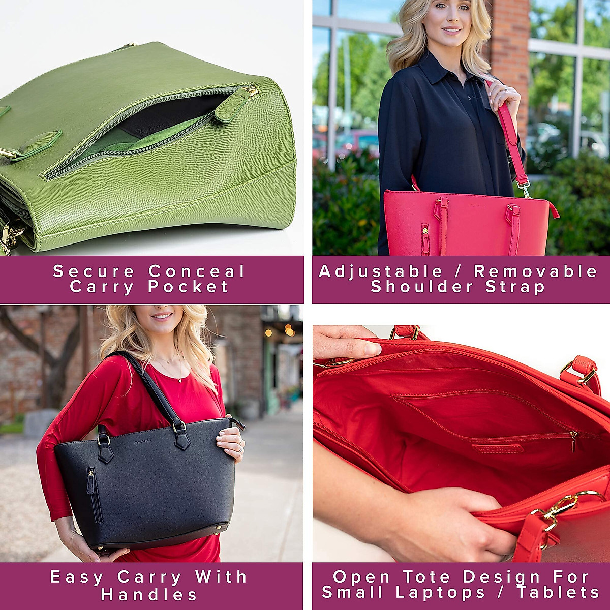 Tactica Defense Fashion Conceal Carry Purses for Women – Gun Purse w/Firearm Compartment – Purses and Handbags Concealed Carry for Women, Black