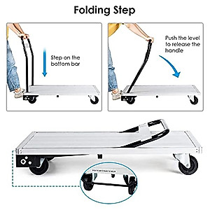 Generic Platform Trucks Hand Trucks Luggage Cart Trolley, Carts with Wheels Moving, Stands Platform Trucks (Color : 36 x 24 x 32.5 inch)