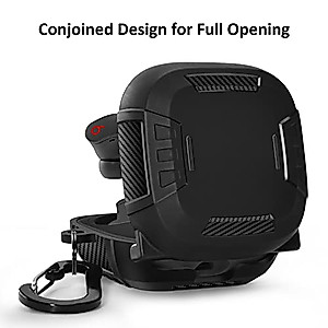 AIRSPO Beats Fit Pro Case Cover,Military Hard Shell Case for Apple Beats Fit Pro 2021 Shockproof Protective Beats Fit Pro Earbuds Case with Keychain (Black)