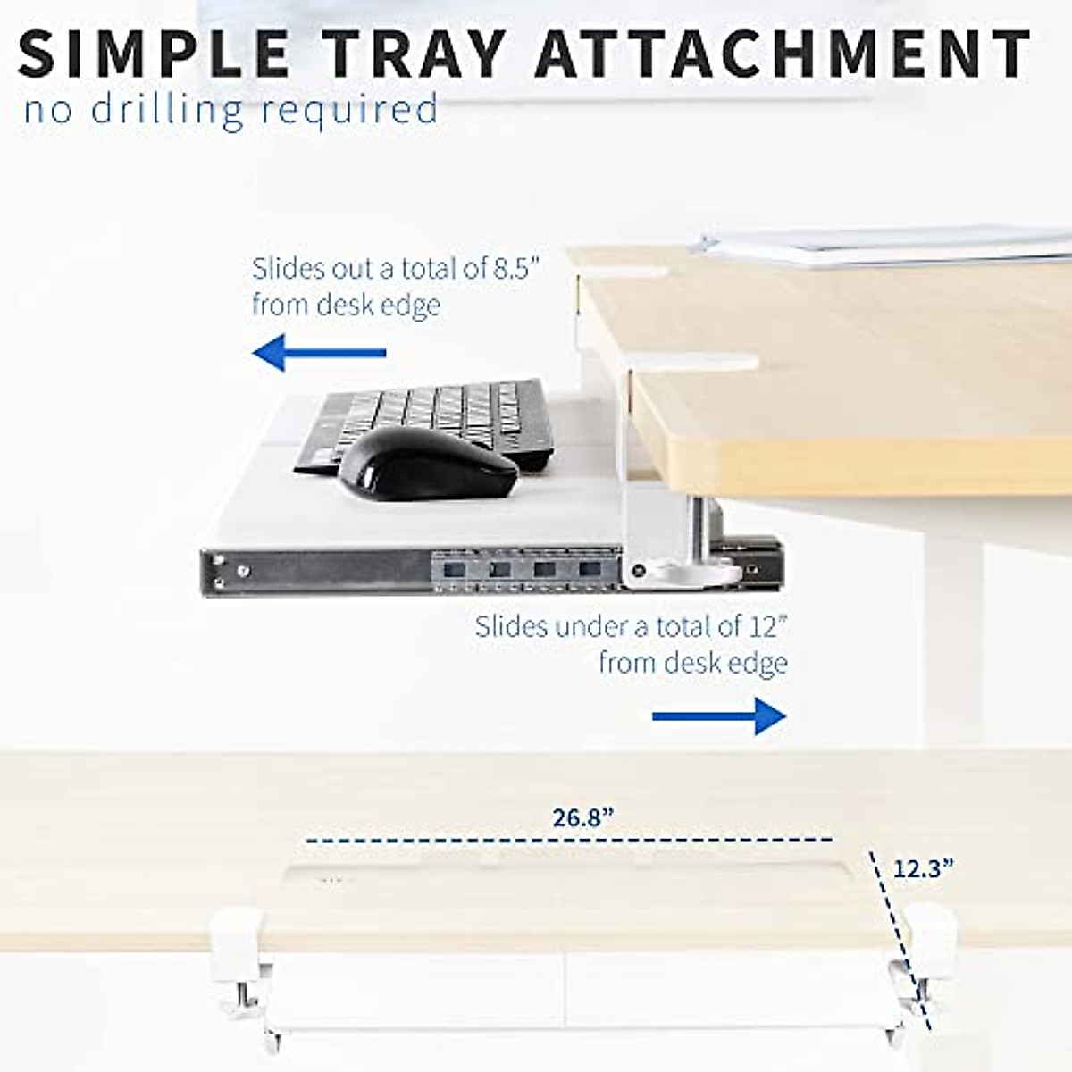 VIVO Large Keyboard Tray Under Desk Pull Out with Extra Sturdy C Clamp ...