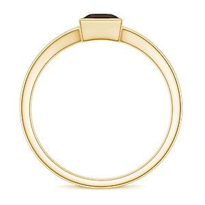 Rosec Jewels Natural Garnet Promise Ring for Women, AAA Quality, 6mm Princess Cut Garnet January Birthstone Ring - Ready To Gift, 14K Yellow Gold, Size:US 9.00