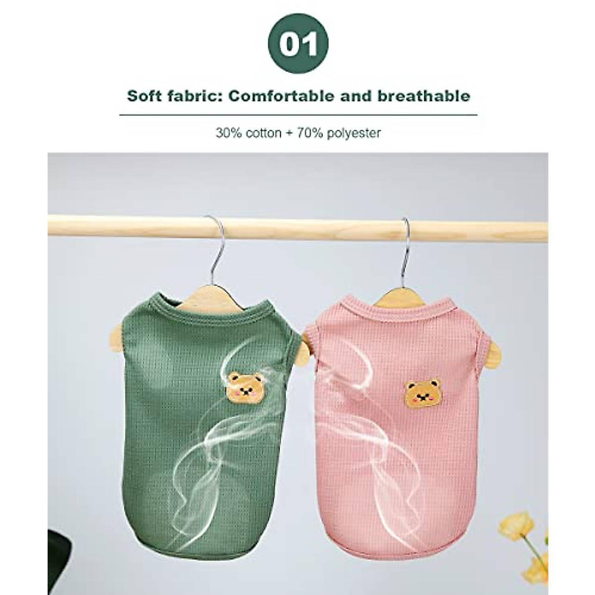 Cat Clothes, KISOLD Pet Cat Clothes Chic Bear Casual T-Shirt Apparel for Cat Kitten Puppy for Spring and Summer, Green, M