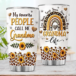 Grandma Rainbow, Tumblers Print Coffee Leopard Nana Granny Cup Cups Handle Cheetah Water, Tumbler 20 Oz With Lid And Straw, Grandma Gifts