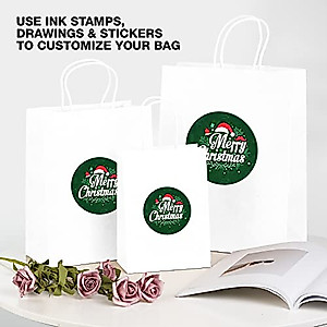 Packanewly Kraft Paper Bags with Handles, 105 PCS White - Eco-Friendly Gift Bags - Mixed Sizes: Small, Medium & Large for Retail, Gift, Shopping, Wedding, Birthday & Parties