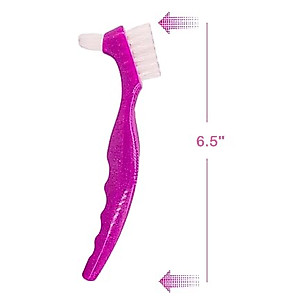 American Goods 2/Pcs Glitter Purple Denture Care Brushes Hard Duble Sided Cleaning Denture Toothbrushes