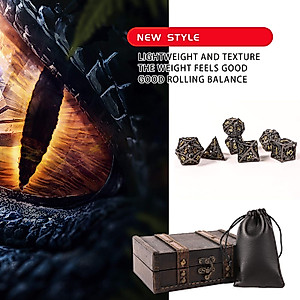 AncientDeer DND Dice Set 7 Pieces D&D Pure Copper Hollow Polyhedral DND Dice W/Gift Box & Dice Bag for DND Game RPG Explorers Savage World and Table Games DND Dungeons and Dragons Role Playing Games