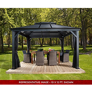 Sojag Outdoor 12' x 14' Mykonos Double Roof Hardtop Gazebo Outdoor Sun Shelter