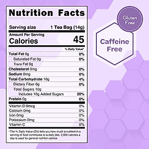 True Honey Lavender Lemonade Tea Bags - Tranquil Tea for Sleep, Stress Relief and Calm - All Natural Organic Chamomile Herbal Caffeine-Free Blended with Honey Crystals - 24 Count