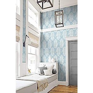 NextWall Palm Silhouette Coastal Peel and Stick Wallpaper (Hampton Blue)