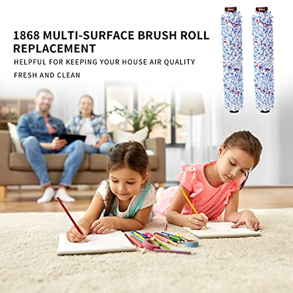 Replacement for Cross-wave Brush Rolls 1868 & Filters 1866 Fit for Bi-ssell Cross-Wave 1785 2306 Vacuum Cleaner, Replace Part 1608684 1608683 & 160-8683 (3 * Brush Rolls + 3 * Filters)