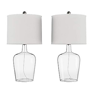 Lavish Home Table Lamps – Set of 2 Cloche Style Glass Modern Farmhouse Lighting for Living Room, Bedroom or Office – Energy Efficient LED