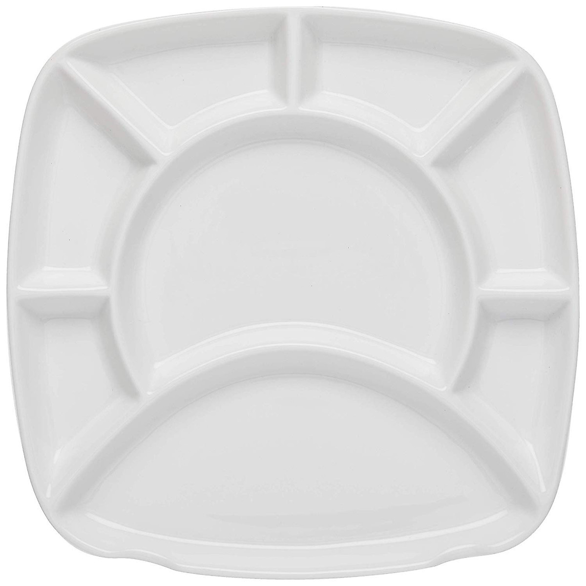 MyCuisina Divided Fondue Plates, White Stoneware Set of 4, 8 Sections – Gift Boxed