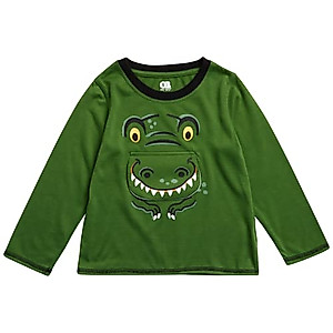 Only Boys Baby Pajamas - 2 Piece 3D Graphic Long Sleeve Shirt and Sleepwear Pants (2T-4T), Size 3T, Green Dinos