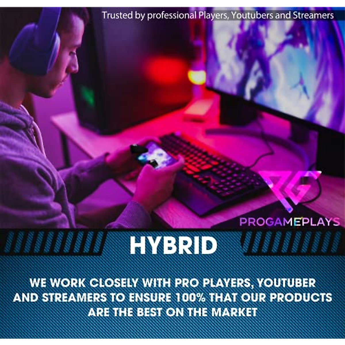 Progameplays Finger Sleeves for Gaming, Pubg Cod Mobile Phone, Breathable, Anti Sweat, Anti Dryness, Gaming Phone Compatible, Ultra Sensitive Finger Gloves (Hybrid, Black Edge)