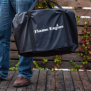 Flame Engine 19 Inch Circular Smokeless Fire Pit with Carry Bag and Ash Removal Tray for Easy Cleanup for Wood logs or Wood Pellets, Stainless Steel