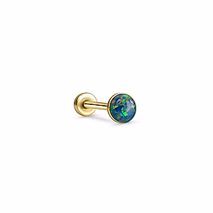 316 Stainless Steel Yellow Gold-Tone Threadless Push Pin Nose Ring Labret Monroe Stud 2.5mm Glued Black Faux Opal 16G