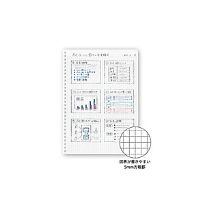 Kokuyo. Soft Ring Notebook Business, 5mm Grid 70 Sheets Black (B6) - 3 Pack