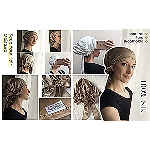 LilySilk Silk Sleeping Cap for Hair Stretchy -Night Cap- for Women 100 Real Silk Bonnet Sleep Cap- for Curls (Rosy Pink)