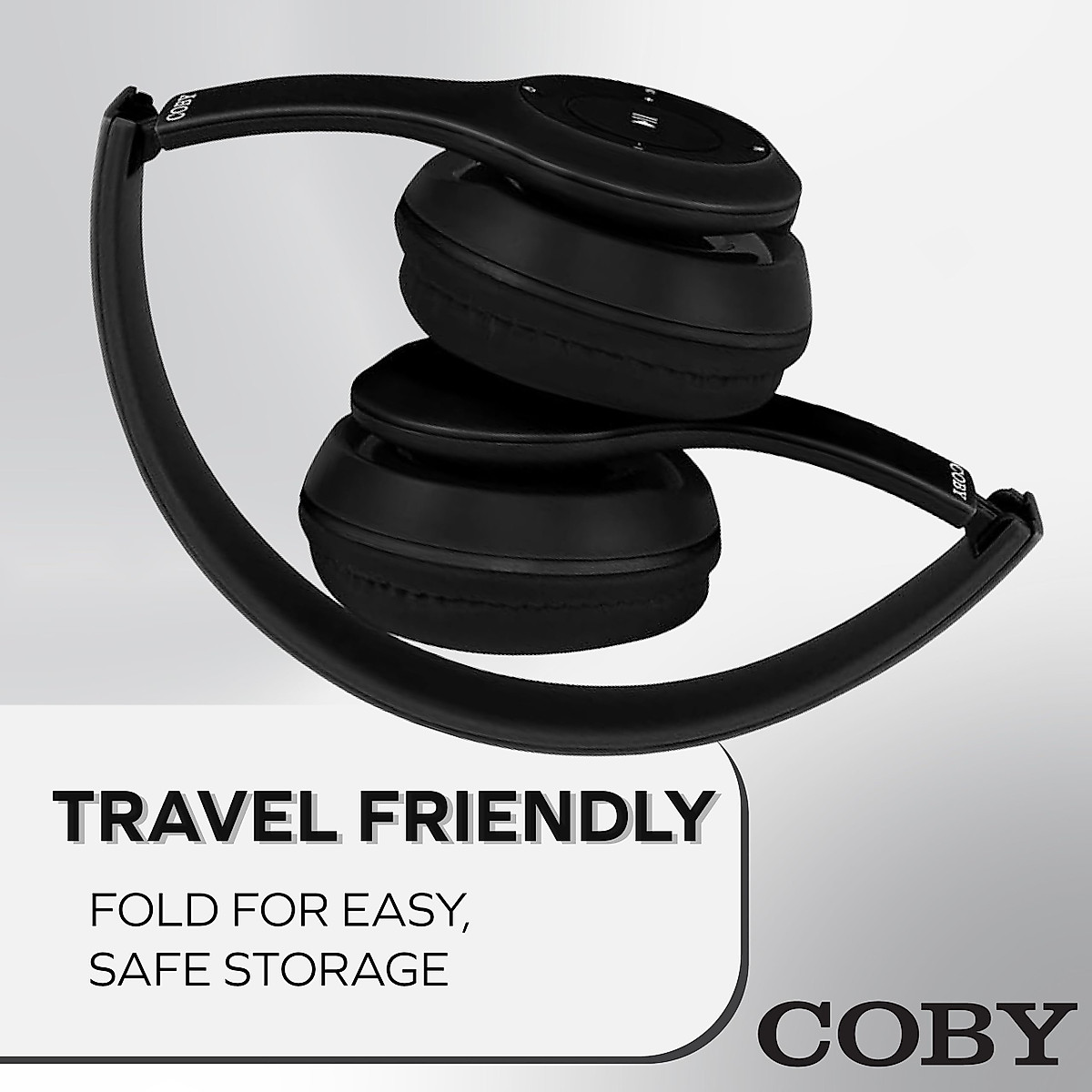 Coby Bluetooth Headphones, Wireless Headphones with Mic Built-in, AUX, Hands-Free Calling, Over-Ear Foldable Headset, Rechargeable, 5-HR Play