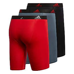 adidas 3-Pack Brief, Boxer Briefs-3-Pack Long Men's Underwear Pack, Scarlet Red/Black/Onix Grey/Performance, Large