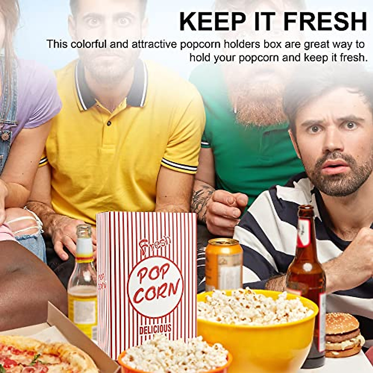 MT Products Popcorn Boxes for Party - 2.8 oz. (Pack of 50) - #4 Popcorn Buckets With Close Top - Great for Movie Theater, Circuses, and Stadium