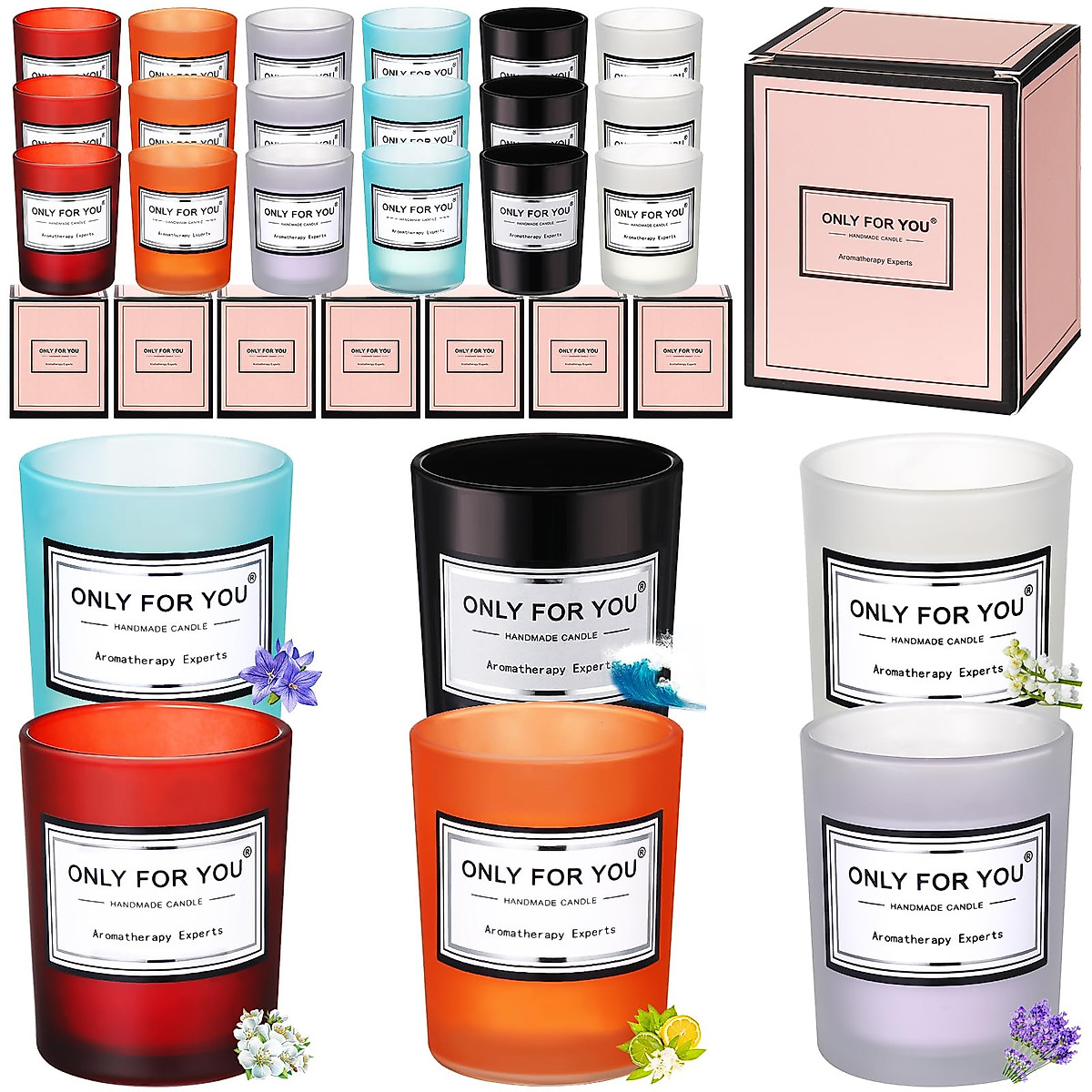 MTLEE 36 Pcs Christmas Candles Bulk Candles for Home Scented Candles Gift Set for Women Long Lasting Aromatherapy Jar Candle for Birthday Teacher Thanksgiving Anniversary(Bright Style)