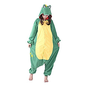 luyao188 Women's Green Crocodile Onesie Adult Pajamas Cosplay Costume Dinosaur