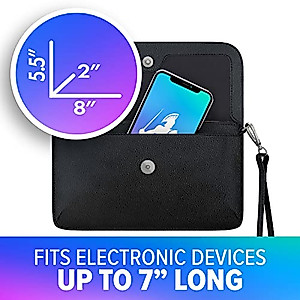 DefenderShield EMF Protection Clutch Purse - RFID Blocking Anti Radiation Crossbody Wristlet Handbag - Vegan Leather Bag, Black Pebble Grain