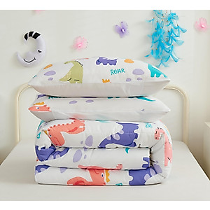 YHXSLY Dinosaur Comforter Set Twin Size, 3 PCS Dinosaur Print Cartoon Kids 3D Quilts Bedding Sets Room Decor Bedding Set All Season for Child Gift Birhday Halloween (Dino, Twin)