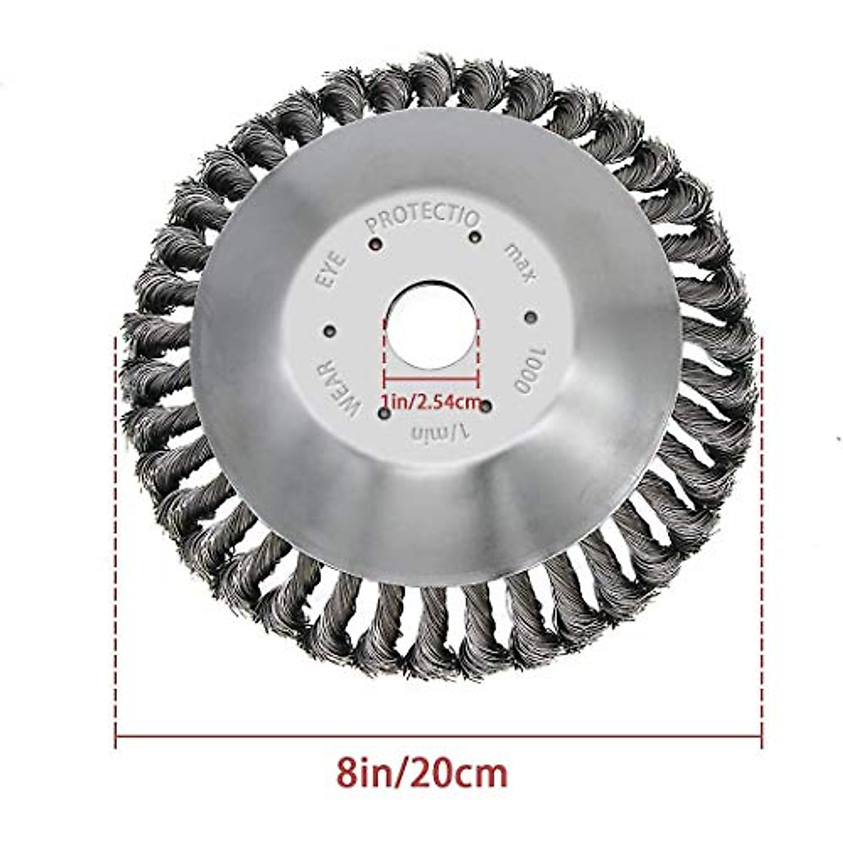 Steel Wire Brush Cutter Trimmer Head Replacement Garden Grass Weed Brush Cutting Head for Rust Removal,Paving Stone, Pavement Joints or Driveway (Adaptor Kits not Included) (8'')