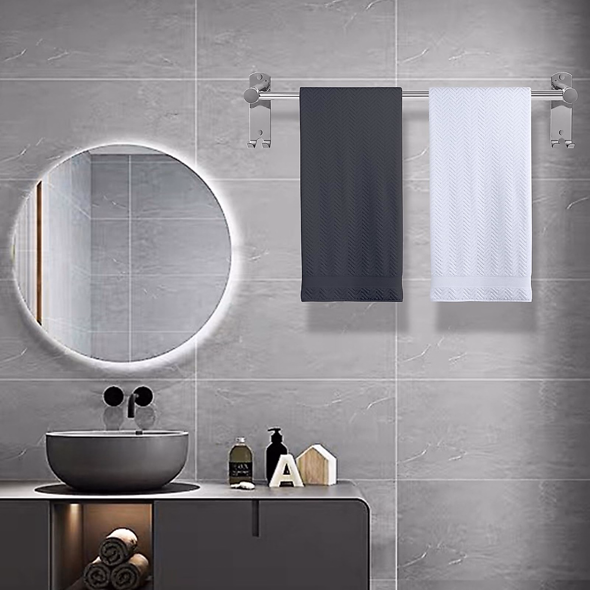 zmnklry Bathroom Towel Rack, 28In Adjustable Bathroom Towel Bar, Stainless Steel Towel Bar, Owel Holder for Bathroom Wall