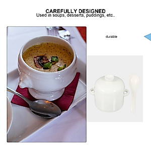 Hemoton Ceramic Stewing Bowl Pot Set: Ceramic Stew Bowl Soup Bowl with Lid Dessert Bowl Pot 460ml