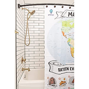 Shower Thoughts World Map Shower Curtain - Water Resistant, Machine Washable, Polyester Fabric White 72''x72''
