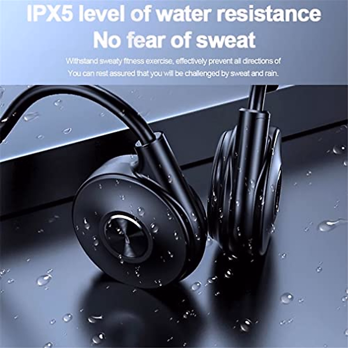 YODZ Bone Conduction Sports Gaming Headset Bluetooth 5.0 Wireless Stereo Open-Ear Headphones with Noise-Canceling Boom Microphone, for Running Hiking Home Office Conference Calls,Black