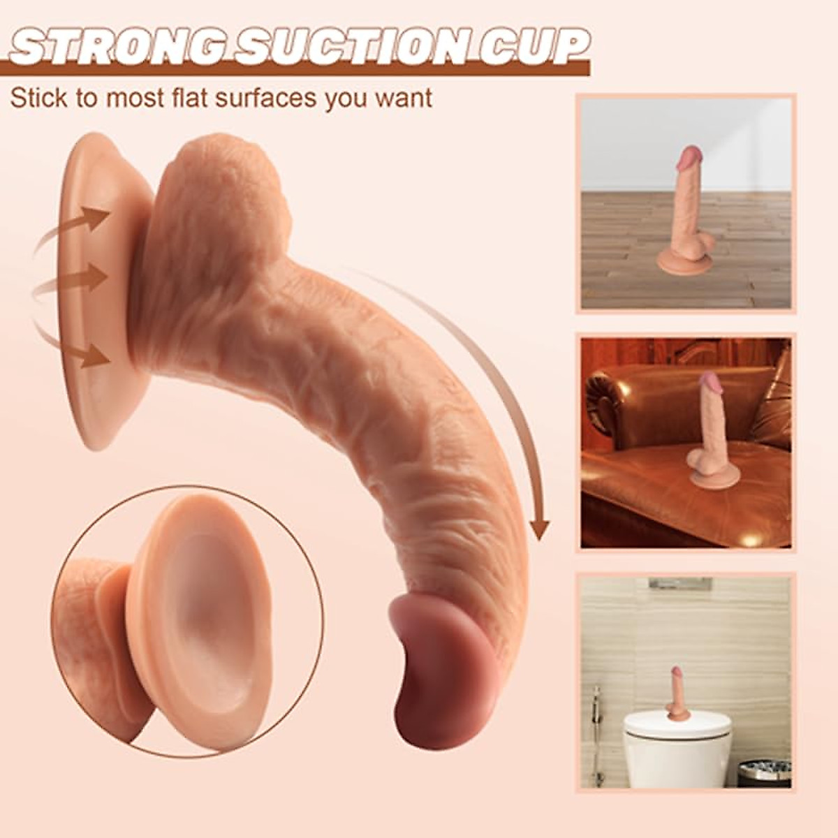 7.8 inches Silicone Suction Cup Realistic Classic Dick Wand for Men and Women Games
