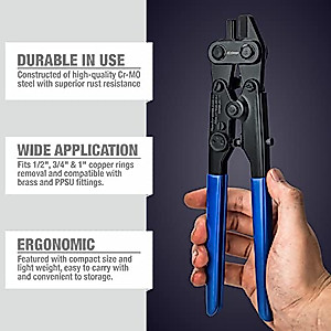 Copper Ring Removal Tool Decrimping Tool for ASTM F1807 1/2",3/4"and 1" PEX Ring