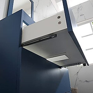 walsport 32" Bathroom Vanity and Sink Combo Modern Navy Cabinet White Basin Vessel Sink Faucet Combo Set with Water Barrier Floor Mount