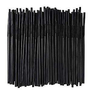 ALINK 500 Black Straws + 100 Extra Long Black Plastic Straws