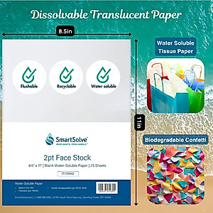 SmartSolve - IT118942 2pt Water-Soluble Translucent Paper, 8.5" x 11", White (Pack of 25)