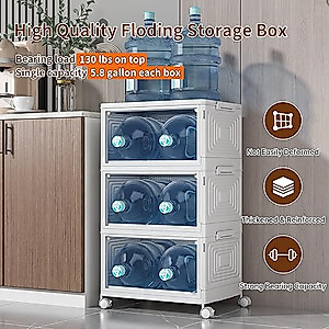 JONYJ Storage Bins with Lids 23Qt, 3 Packs Stackable Storage Bins with Wheels, Magnetic Door, Leather Handle, Plastic Storage Containers for Bedroom, Living Room, Kitchen, Bathroom