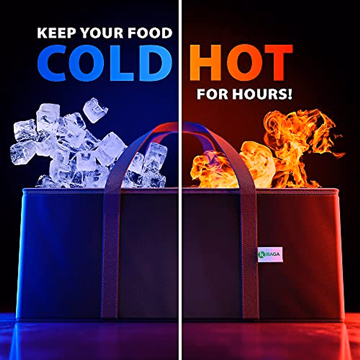 KIBAGA Commercial Insulated Food Delivery Bag - 22" x 10" x 10" Waterproof Delivery Bag For Hot Food Delivery - Premium Food Warmer Bag For Uber Eats And Doordash Food Delivery