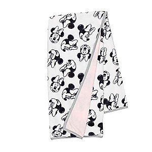 Lambs & Ivy Disney Baby Minnie Mouse Baby Blanket - White/Pink Minky/Jersey