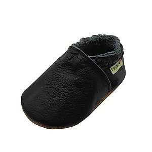 SAYOYO Baby Soft Sole Shoes Genuine Leather First Walker Infant Toddler Moccasins(6-12 Months, Black)