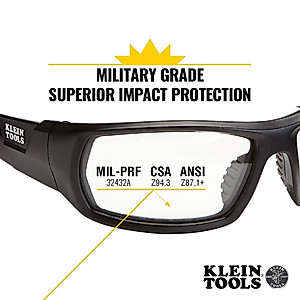 Klein Tools 60537 Safety Glasses, Professional PPE Protective Eyewear with Full Frame, Scratch Resistant and Anti-Fog, Indoor/Outdoor Lens