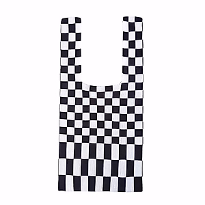 MOMEITU Women's Hobo Bag Checkerboard Knit One Shoulder Tote Bag Woven Tote Bag One Shoulder Shopping Bag Hobo Bag(Black and White Grid)